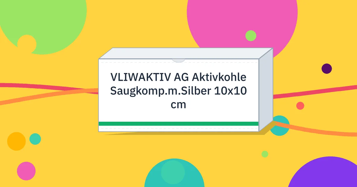 Symbolbild: Packung mit der Aufschrift VLIWAKTIV AG Aktivkohle Saugkomp.m.Silber 10x10 cm (PZN 17977638) – Verfügbarkeit und Bezug in Apotheken in Frankfurt am Main