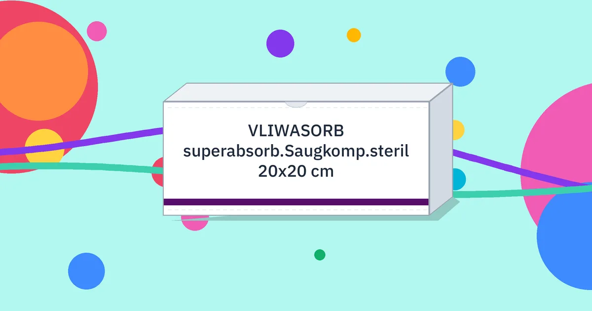Symbolbild: Packung mit der Aufschrift VLIWASORB superabsorb.Saugkomp.steril 20x20 cm (PZN 15822009) – Verfügbarkeit und Bezug in Apotheken in Frankfurt am Main