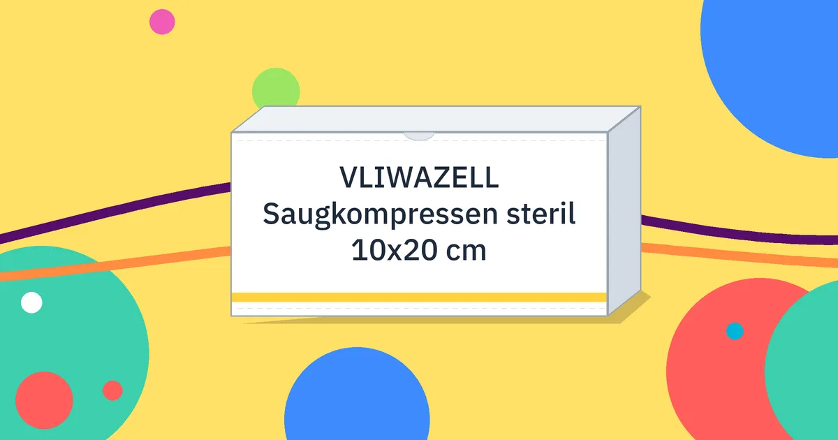 Symbolbild: Packung mit der Aufschrift VLIWAZELL Saugkompressen steril 10x20 cm (PZN 15421316) – Verfügbarkeit und Bezug in Apotheken in Frankfurt am Main