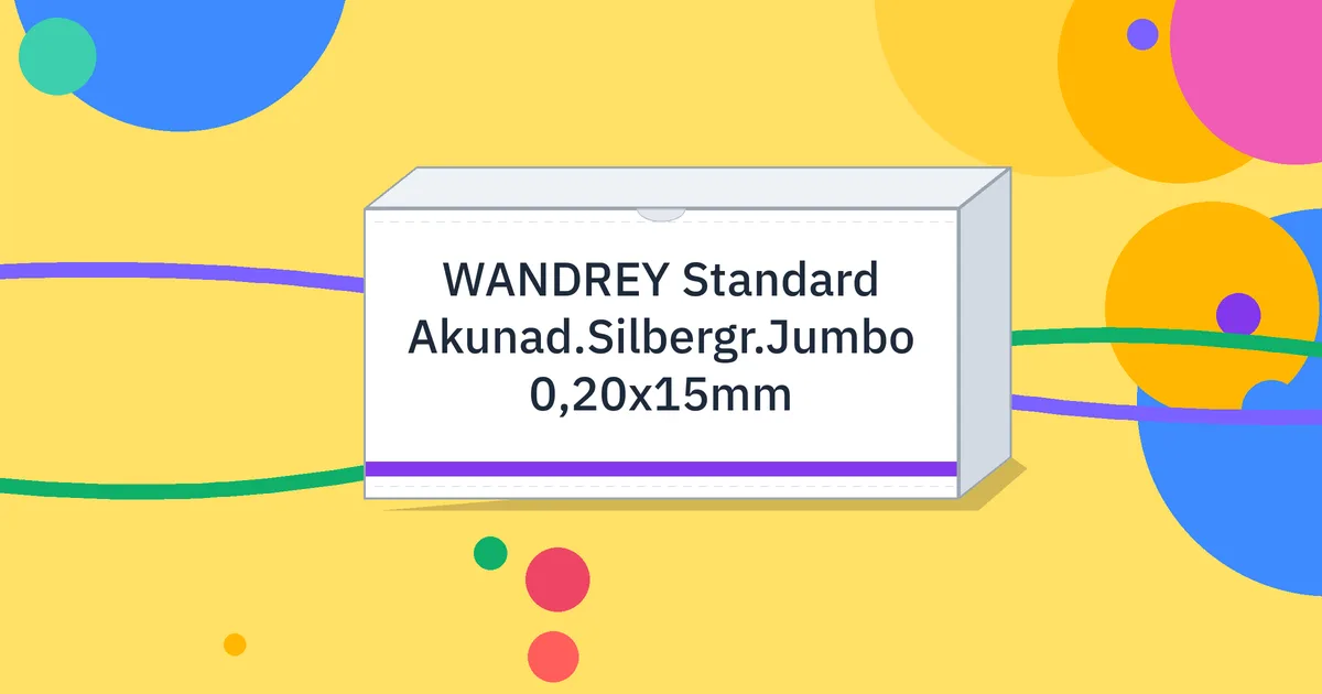 Symbolbild: Packung mit der Aufschrift WANDREY Standard Akunad.Silbergr.Jumbo 0,20x15mm (PZN 01384959) – Verfügbarkeit und Bezug in Apotheken in Frankfurt am Main