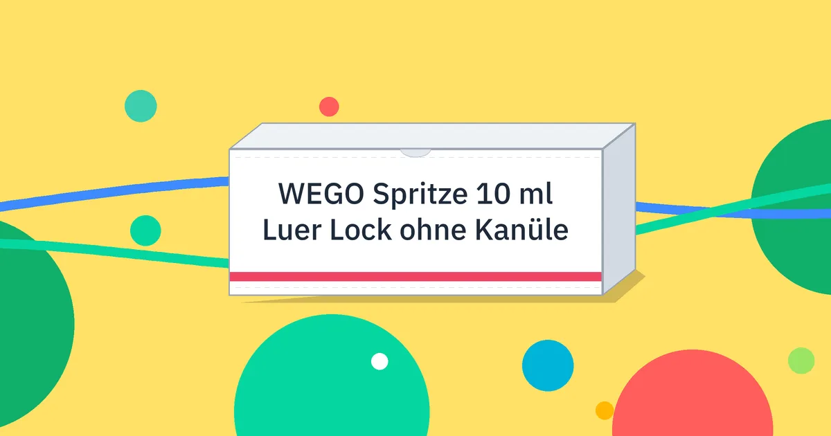Symbolbild: Packung mit der Aufschrift WEGO Spritze 10 ml Luer Lock ohne Kanüle (PZN 18859131) – Verfügbarkeit und Bezug in Apotheken in Frankfurt am Main