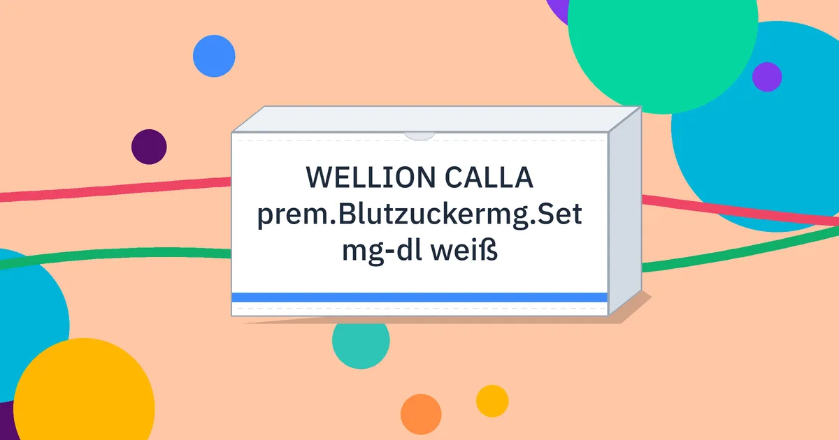 Symbolbild: Packung mit der Aufschrift WELLION CALLA prem.Blutzuckermg.Set mg-dl weiß (PZN 06119860) – Verfügbarkeit und Bezug in Apotheken in Frankfurt am Main