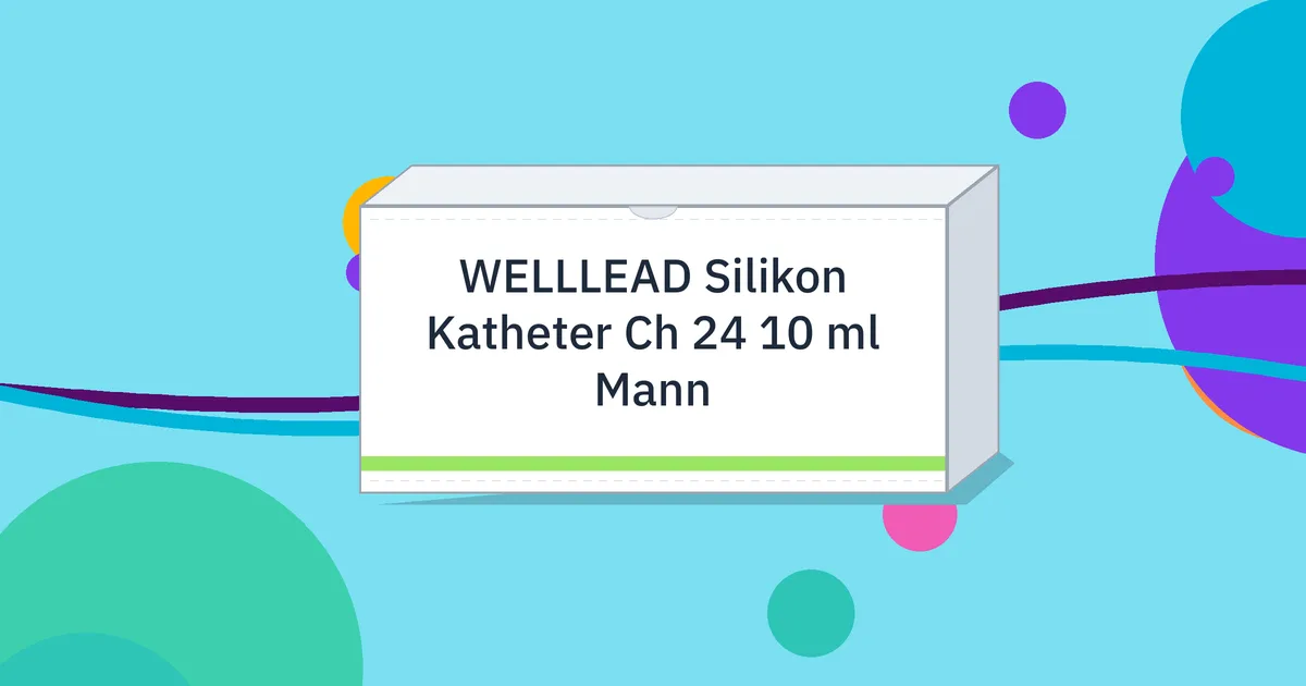 Symbolbild: Packung mit der Aufschrift WELLLEAD Silikon Katheter Ch 24 10 ml Mann (PZN 19672239) – Verfügbarkeit und Bezug in Apotheken in Frankfurt am Main