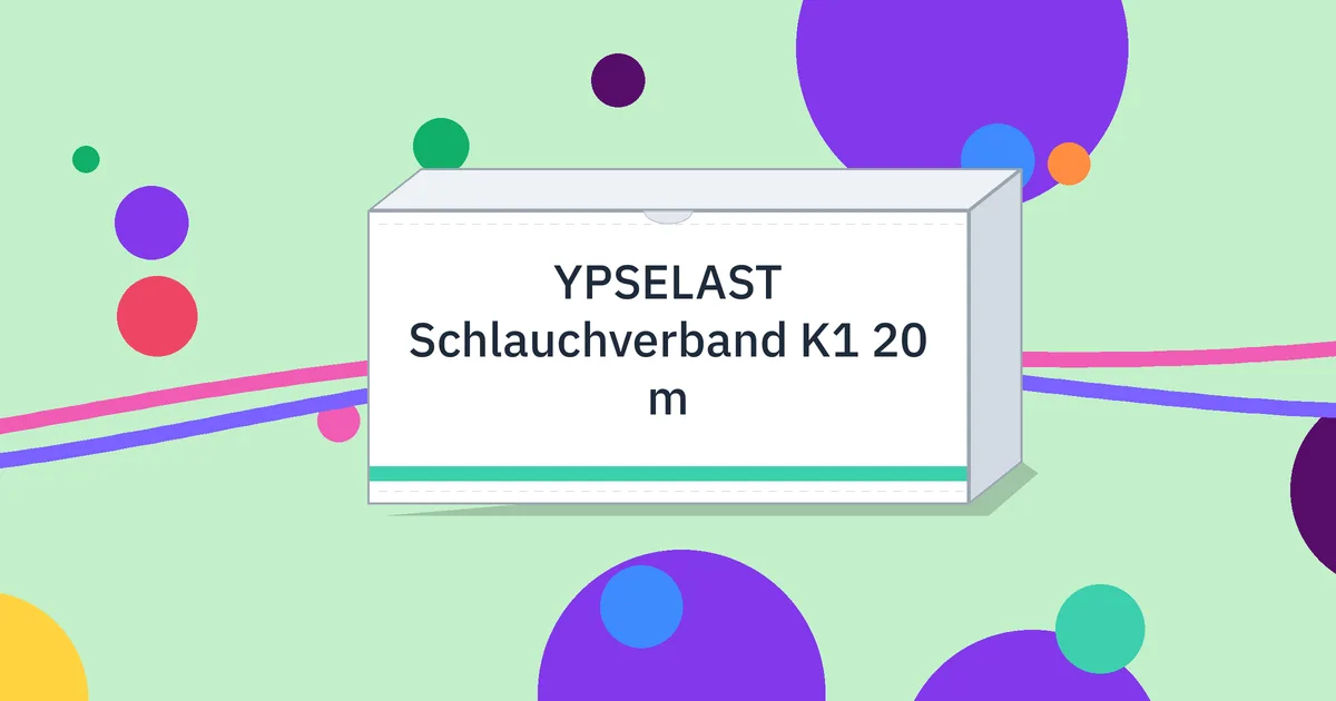 Symbolbild: Packung mit der Aufschrift YPSELAST Schlauchverband K1 20 m (PZN 20364715) – Verfügbarkeit und Bezug in Apotheken in Frankfurt am Main
