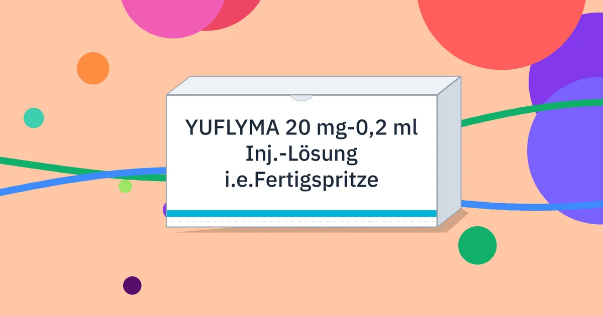 Symbolbild: Packung mit der Aufschrift YUFLYMA 20 mg-0,2 ml Inj.-Lösung i.e.Fertigspritze (PZN 19449091) – Verfügbarkeit und Bezug in Apotheken in Frankfurt am Main