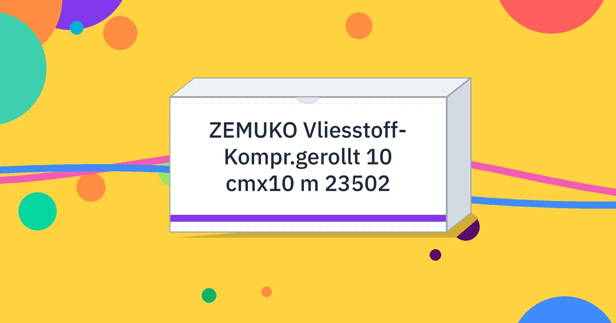 Symbolbild: Packung mit der Aufschrift ZEMUKO Vliesstoff-Kompr.gerollt 10 cmx10 m 23502 (PZN 00697797) – Verfügbarkeit und Bezug in Apotheken in Frankfurt am Main