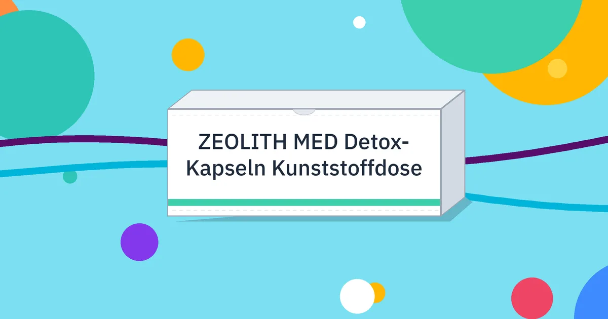 Symbolbild: Packung mit der Aufschrift ZEOLITH MED Detox-Kapseln Kunststoffdose (PZN 19161007) – Verfügbarkeit und Bezug in Apotheken in Frankfurt am Main