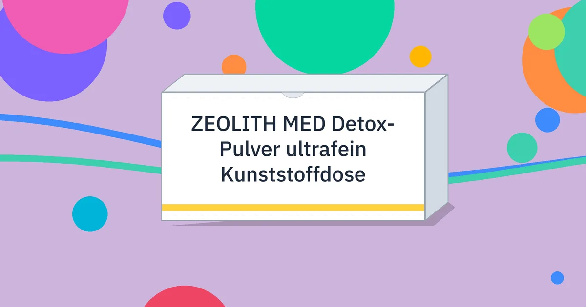 Symbolbild: Packung mit der Aufschrift ZEOLITH MED Detox-Pulver ultrafein Kunststoffdose (PZN 19160953) – Verfügbarkeit und Bezug in Apotheken in Frankfurt am Main