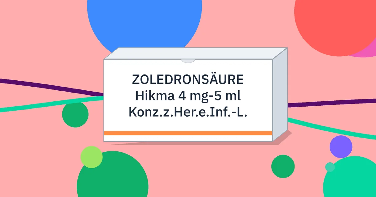 Symbolbild: Packung mit der Aufschrift ZOLEDRONSÄURE Hikma 4 mg-5 ml Konz.z.Her.e.Inf.-L. (PZN 17293578) – Verfügbarkeit und Bezug in Apotheken in Frankfurt am Main