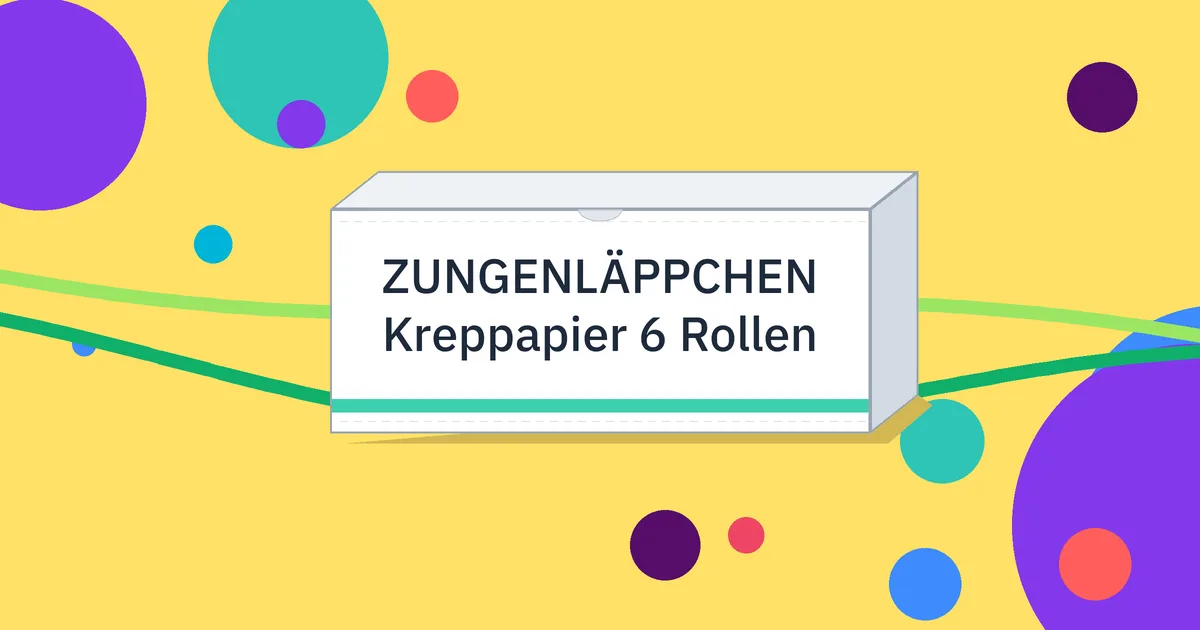 Symbolbild: Packung mit der Aufschrift ZUNGENLÄPPCHEN Kreppapier 6 Rollen (PZN 03169277) – Verfügbarkeit und Bezug in Apotheken in Frankfurt am Main