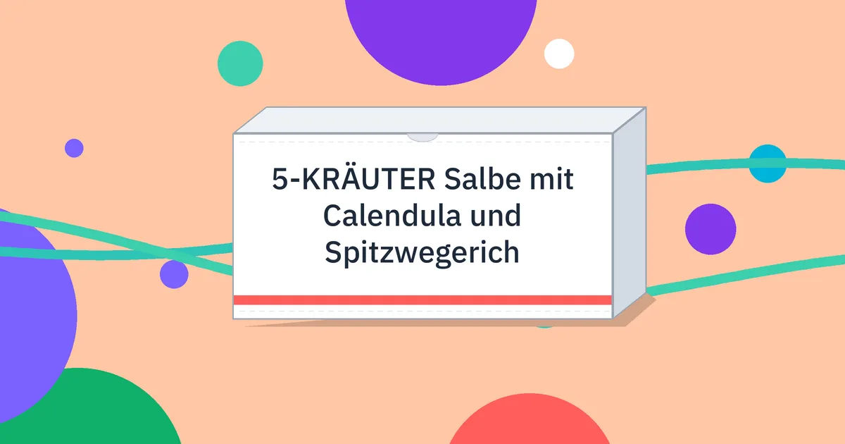 Symbolbild: Packung mit der Aufschrift 5-KRÄUTER Salbe mit Calendula und Spitzwegerich (PZN 18249622) – Verfügbarkeit und Bezug in Apotheken in Frankfurt am Main