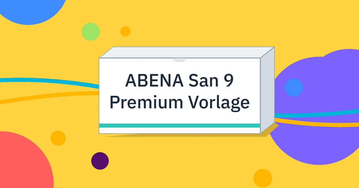 Symbolbild: Packung mit der Aufschrift ABENA San 9 Premium Vorlage (PZN 10219745) – Verfügbarkeit und Bezug in Apotheken in Frankfurt am Main