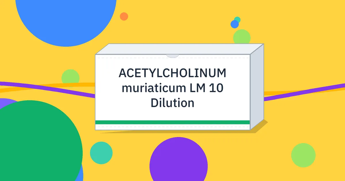 Symbolbild: Packung mit der Aufschrift ACETYLCHOLINUM muriaticum LM 10 Dilution (PZN 13265970) – Verfügbarkeit und Bezug in Apotheken in Frankfurt am Main