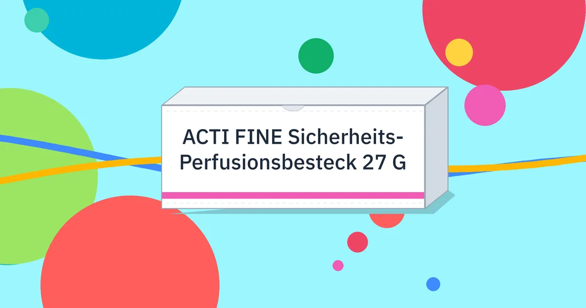 Symbolbild: Packung mit der Aufschrift ACTI FINE Sicherheits-Perfusionsbesteck 27 G (PZN 12668826) – Verfügbarkeit und Bezug in Apotheken in Frankfurt am Main