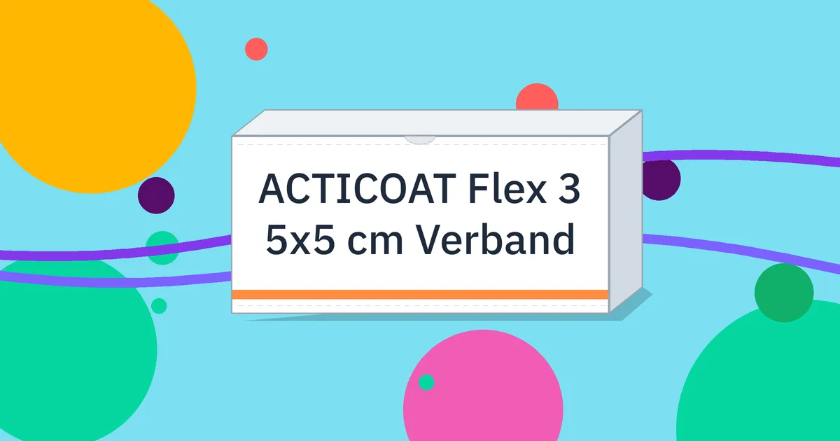 Symbolbild: Packung mit der Aufschrift ACTICOAT Flex 3 5x5 cm Verband (PZN 17830622) – Verfügbarkeit und Bezug in Apotheken in Frankfurt am Main