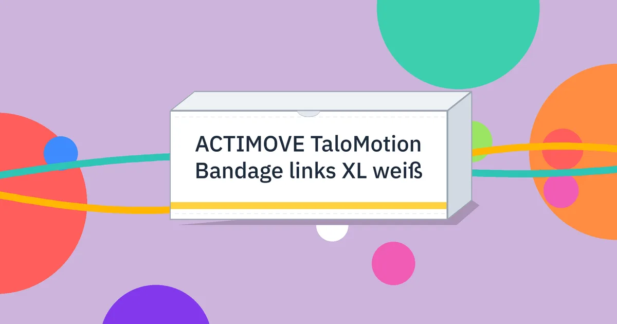 Symbolbild: Packung mit der Aufschrift ACTIMOVE TaloMotion Bandage links XL weiß (PZN 17948737) – Verfügbarkeit und Bezug in Apotheken in Frankfurt am Main