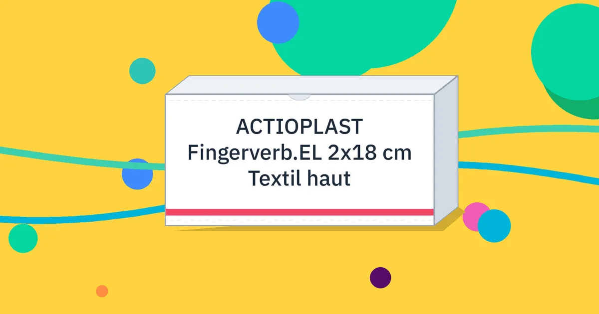 Symbolbild: Packung mit der Aufschrift ACTIOPLAST Fingerverb.EL 2x18 cm Textil haut (PZN 05905059) – Verfügbarkeit und Bezug in Apotheken in Frankfurt am Main