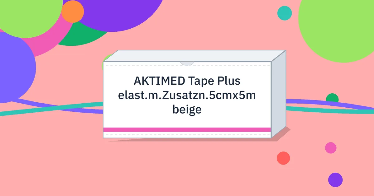 Symbolbild: Packung mit der Aufschrift AKTIMED Tape Plus elast.m.Zusatzn.5cmx5m beige (PZN 13426114) – Verfügbarkeit und Bezug in Apotheken in Frankfurt am Main