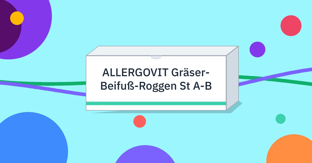Symbolbild: Packung mit der Aufschrift ALLERGOVIT Gräser-Beifuß-Roggen St A-B (PZN 00534374) – Verfügbarkeit und Bezug in Apotheken in Frankfurt am Main