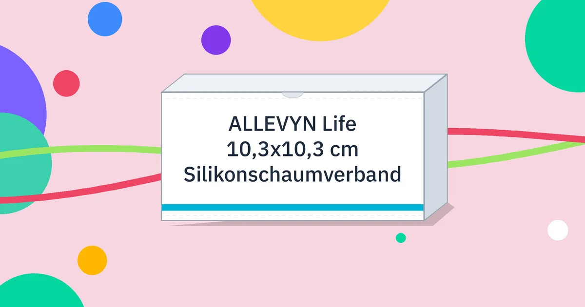 Symbolbild: Packung mit der Aufschrift ALLEVYN Life 10,3x10,3 cm Silikonschaumverband (PZN 12440626) – Verfügbarkeit und Bezug in Apotheken in Frankfurt am Main