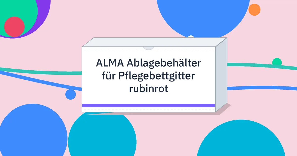 Symbolbild: Packung mit der Aufschrift ALMA Ablagebehälter für Pflegebettgitter rubinrot (PZN 15896427) – Verfügbarkeit und Bezug in Apotheken in Frankfurt am Main
