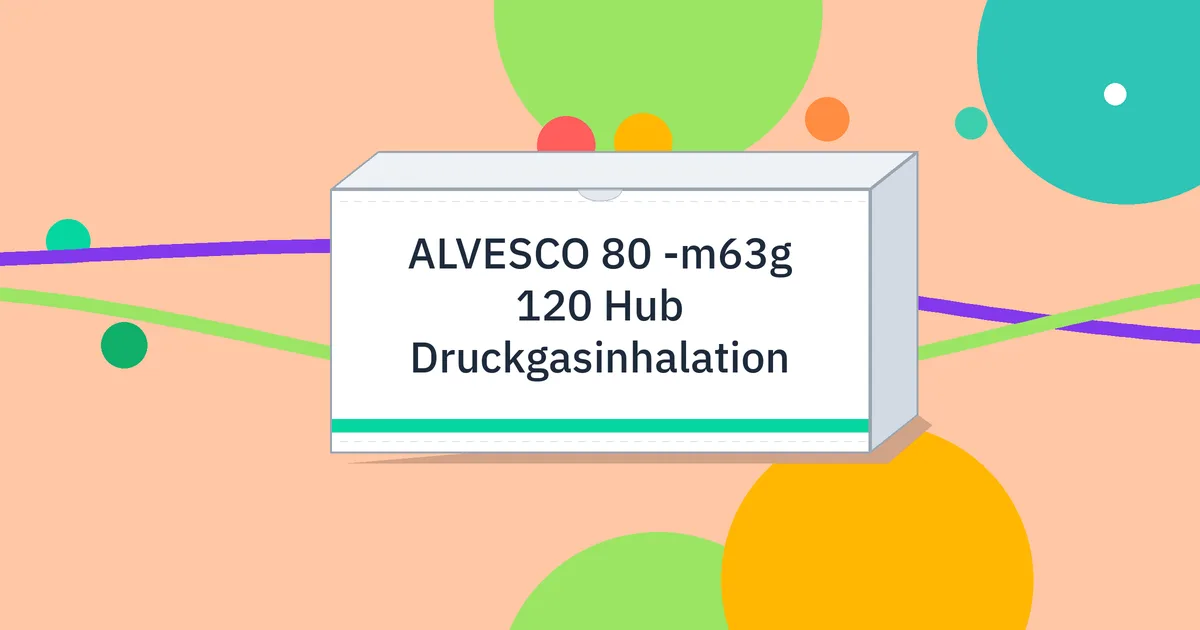 Symbolbild: Packung mit der Aufschrift ALVESCO 80 -m63g 120 Hub Druckgasinhalation (PZN 06103882) – Verfügbarkeit und Bezug in Apotheken in Frankfurt am Main