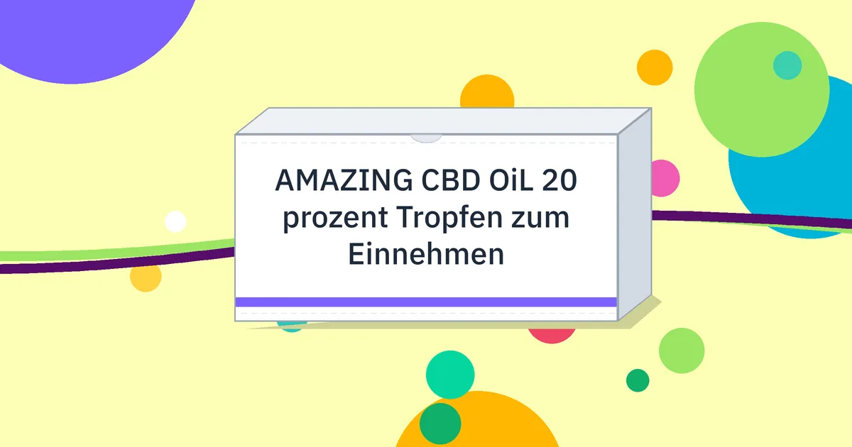 Symbolbild: Packung mit der Aufschrift AMAZING CBD OiL 20 prozent Tropfen zum Einnehmen (PZN 20102375) – Verfügbarkeit und Bezug in Apotheken in Frankfurt am Main