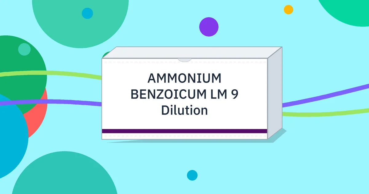Symbolbild: Packung mit der Aufschrift AMMONIUM BENZOICUM LM 9 Dilution (PZN 13319890) – Verfügbarkeit und Bezug in Apotheken in Frankfurt am Main