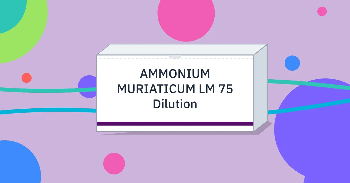 Symbolbild: Packung mit der Aufschrift AMMONIUM MURIATICUM LM 75 Dilution (PZN 12761307) – Verfügbarkeit und Bezug in Apotheken in Frankfurt am Main