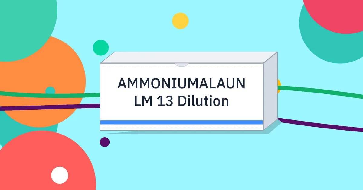 Symbolbild: Packung mit der Aufschrift AMMONIUMALAUN LM 13 Dilution (PZN 13324655) – Verfügbarkeit und Bezug in Apotheken in Frankfurt am Main