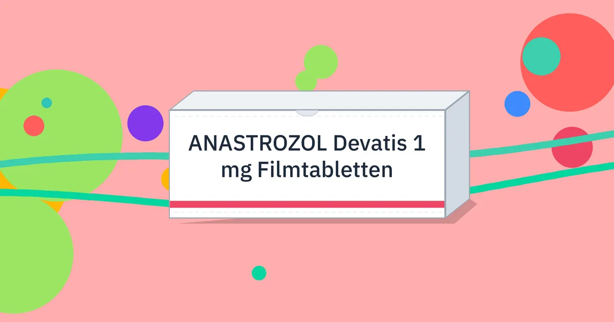 Symbolbild: Packung mit der Aufschrift ANASTROZOL Devatis 1 mg Filmtabletten (PZN 11483906) – Verfügbarkeit und Bezug in Apotheken in Frankfurt am Main