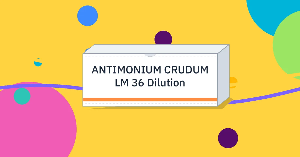 Symbolbild: Packung mit der Aufschrift ANTIMONIUM CRUDUM LM 36 Dilution (PZN 12763996) – Verfügbarkeit und Bezug in Apotheken in Frankfurt am Main