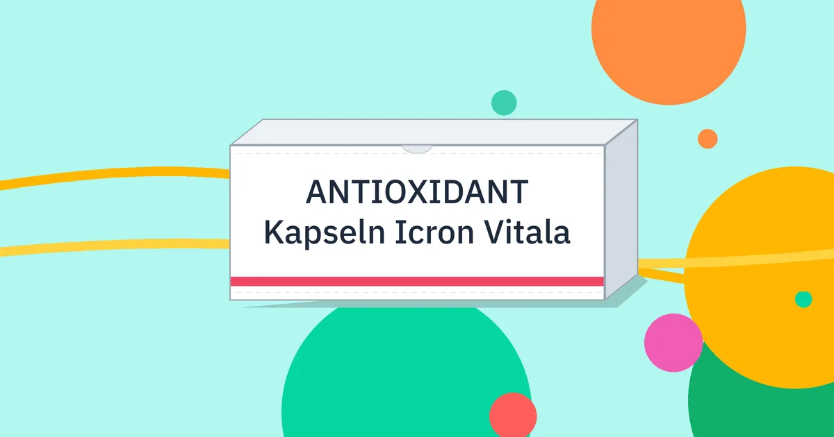 Symbolbild: Packung mit der Aufschrift ANTIOXIDANT Kapseln Icron Vitala (PZN 01582180) – Verfügbarkeit und Bezug in Apotheken in Frankfurt am Main