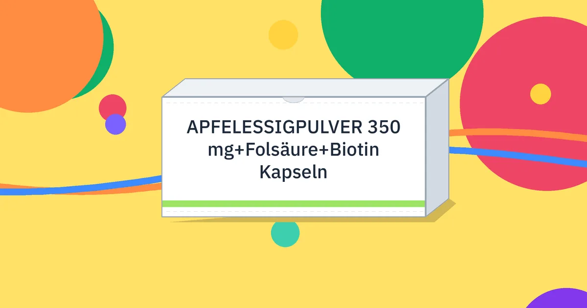 Symbolbild: Packung mit der Aufschrift APFELESSIGPULVER 350 mg+Folsäure+Biotin Kapseln (PZN 13417144) – Verfügbarkeit und Bezug in Apotheken in Frankfurt am Main