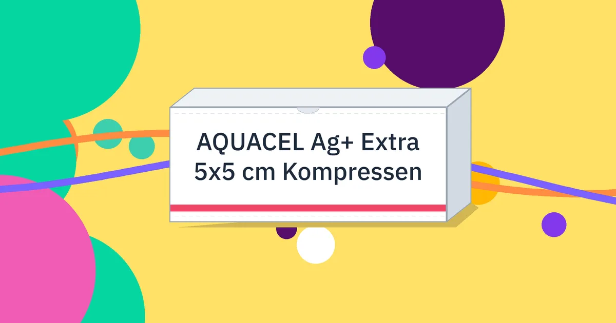 Symbolbild: Packung mit der Aufschrift AQUACEL Ag+ Extra 5x5 cm Kompressen (PZN 16594993) – Verfügbarkeit und Bezug in Apotheken in Frankfurt am Main