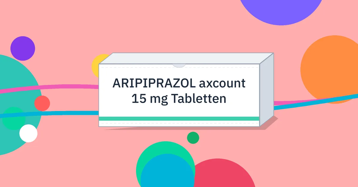 Symbolbild: Packung mit der Aufschrift ARIPIPRAZOL axcount 15 mg Tabletten (PZN 17829719) – Verfügbarkeit und Bezug in Apotheken in Frankfurt am Main
