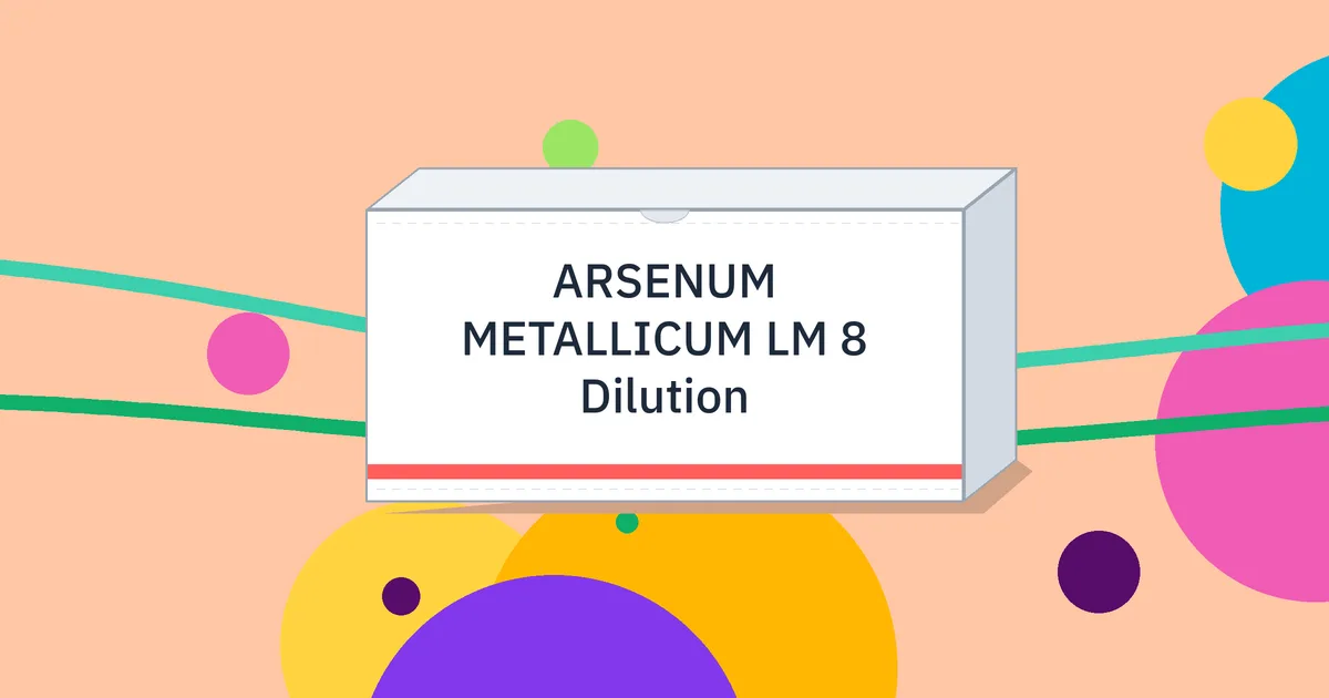 Symbolbild: Packung mit der Aufschrift ARSENUM METALLICUM LM 8 Dilution (PZN 12779282) – Verfügbarkeit und Bezug in Apotheken in Frankfurt am Main
