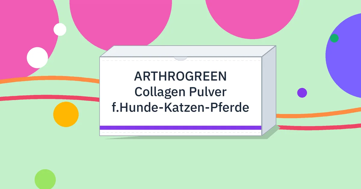 Symbolbild: Packung mit der Aufschrift ARTHROGREEN Collagen Pulver f.Hunde-Katzen-Pferde (PZN 14258742) – Verfügbarkeit und Bezug in Apotheken in Frankfurt am Main