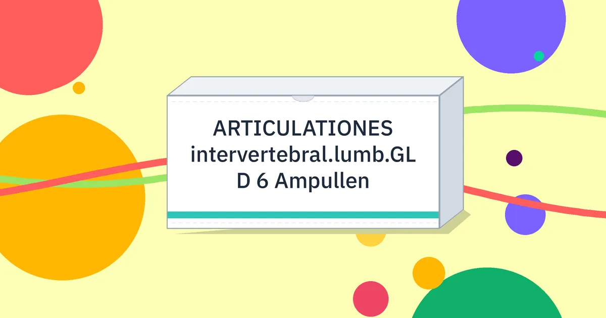 Symbolbild: Packung mit der Aufschrift ARTICULATIONES intervertebral.lumb.GL D 6 Ampullen (PZN 02906957) – Verfügbarkeit und Bezug in Apotheken in Frankfurt am Main