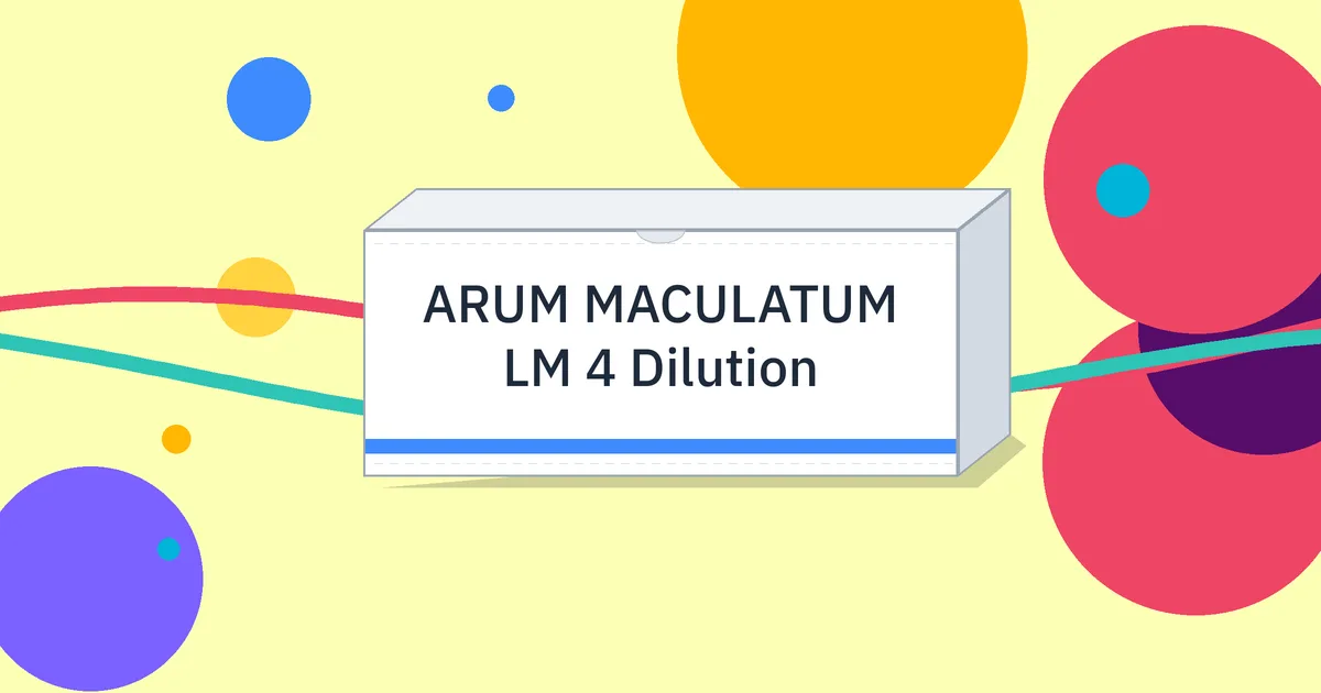 Symbolbild: Packung mit der Aufschrift ARUM MACULATUM LM 4 Dilution (PZN 13395945) – Verfügbarkeit und Bezug in Apotheken in Frankfurt am Main