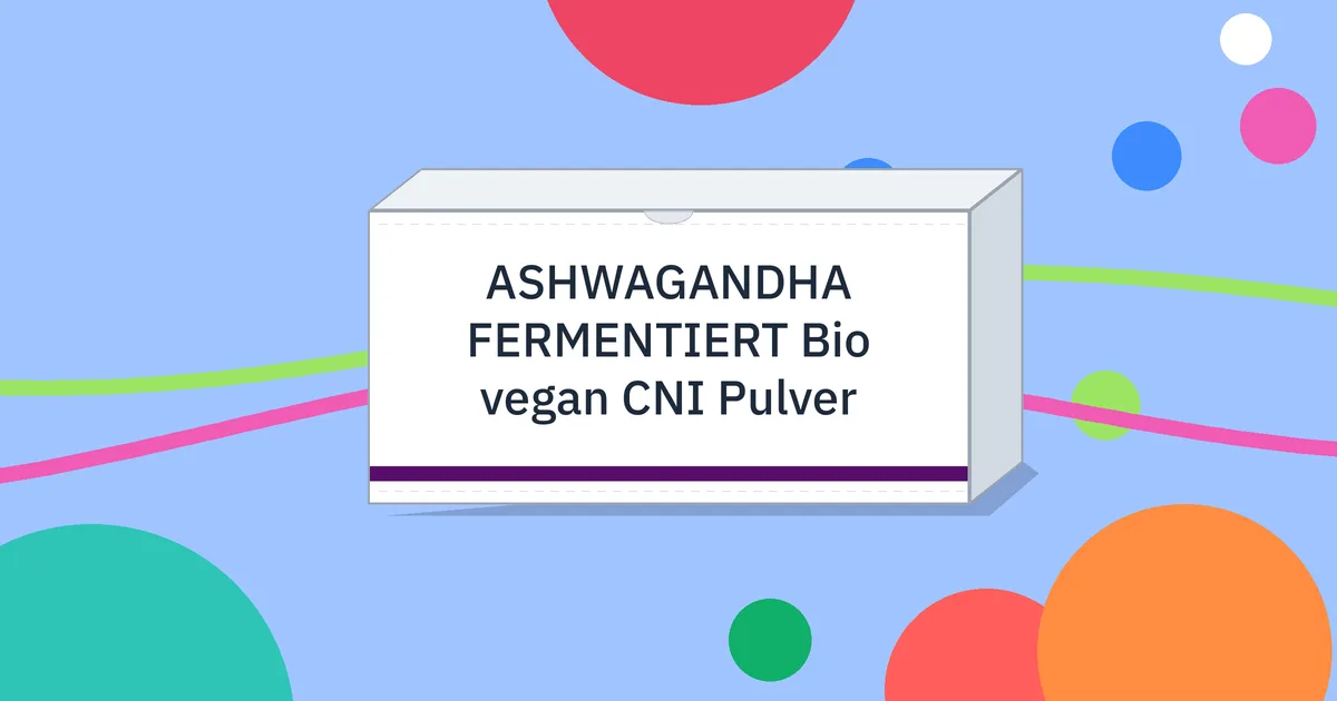 Symbolbild: Packung mit der Aufschrift ASHWAGANDHA FERMENTIERT Bio vegan CNI Pulver (PZN 18092439) – Verfügbarkeit und Bezug in Apotheken in Frankfurt am Main