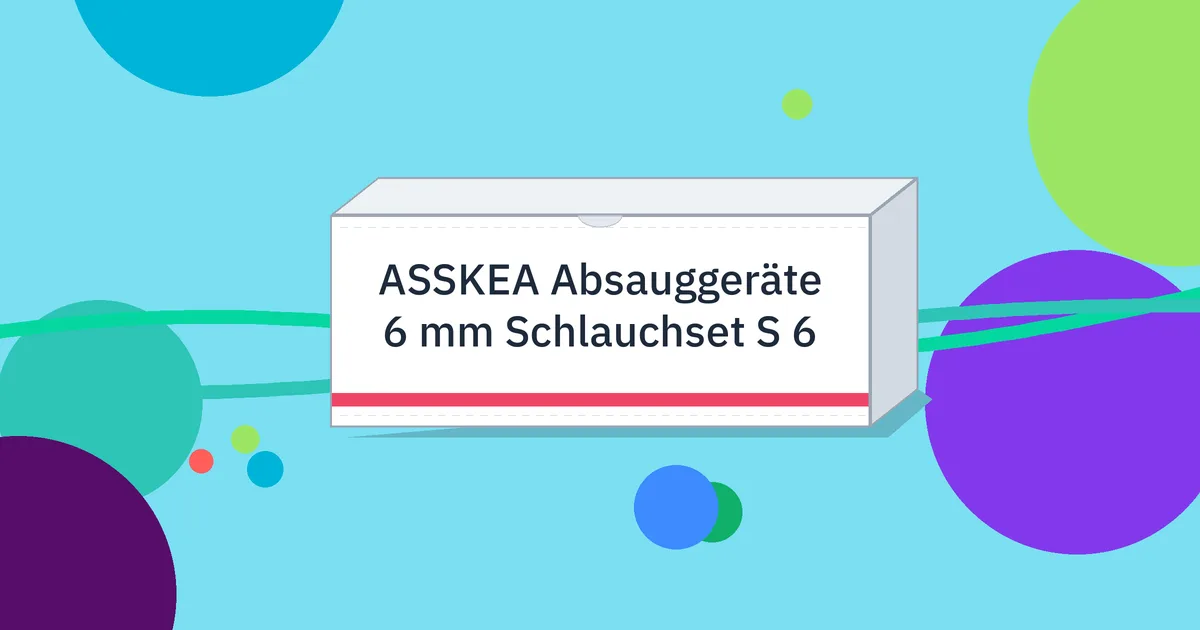 Symbolbild: Packung mit der Aufschrift ASSKEA Absauggeräte 6 mm Schlauchset S 6 (PZN 05355021) – Verfügbarkeit und Bezug in Apotheken in Frankfurt am Main