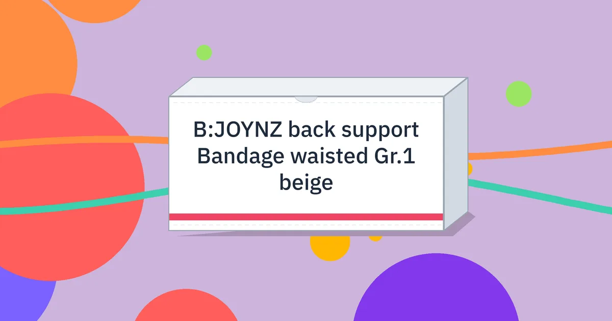 Symbolbild: Packung mit der Aufschrift B:JOYNZ back support Bandage waisted Gr.1 beige (PZN 20522019) – Verfügbarkeit und Bezug in Apotheken in Frankfurt am Main