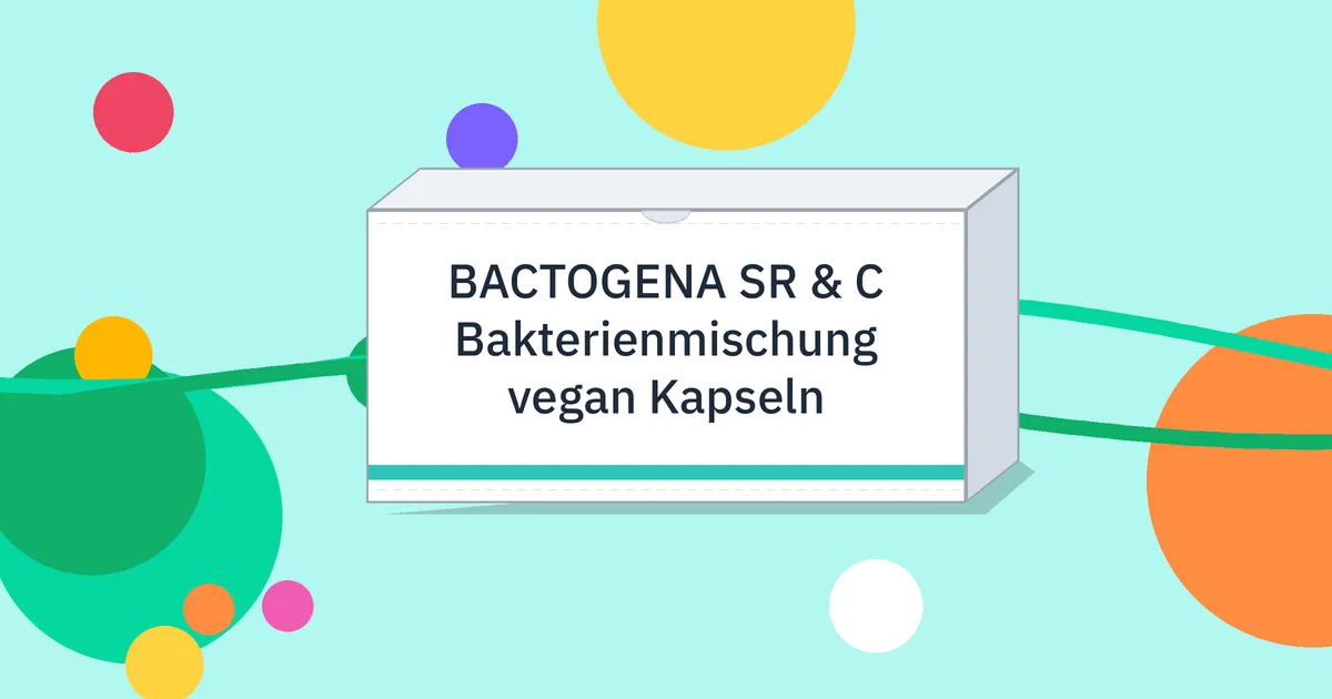 Symbolbild: Packung mit der Aufschrift BACTOGENA SR & C Bakterienmischung vegan Kapseln (PZN 19868965) – Verfügbarkeit und Bezug in Apotheken in Frankfurt am Main