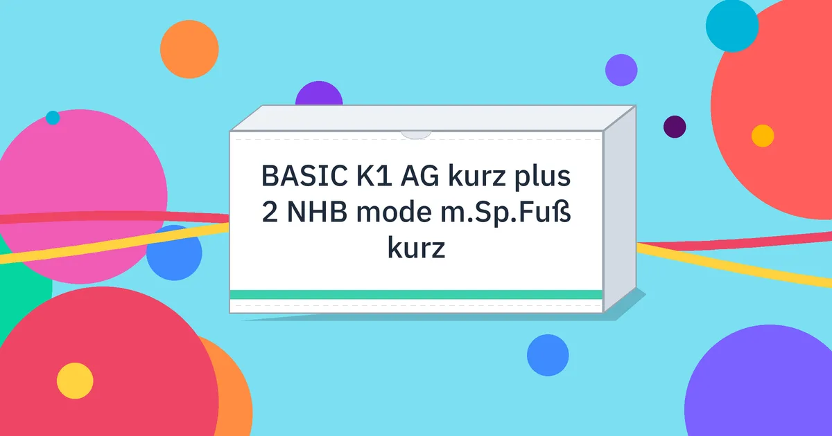 Symbolbild: Packung mit der Aufschrift BASIC K1 AG kurz plus 2 NHB mode m.Sp.Fuß kurz (PZN 20260306) – Verfügbarkeit und Bezug in Apotheken in Frankfurt am Main