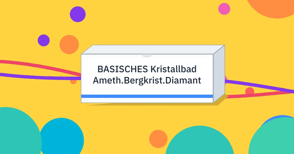 Symbolbild: Packung mit der Aufschrift BASISCHES Kristallbad Ameth.Bergkrist.Diamant (PZN 18297236) – Verfügbarkeit und Bezug in Apotheken in Frankfurt am Main