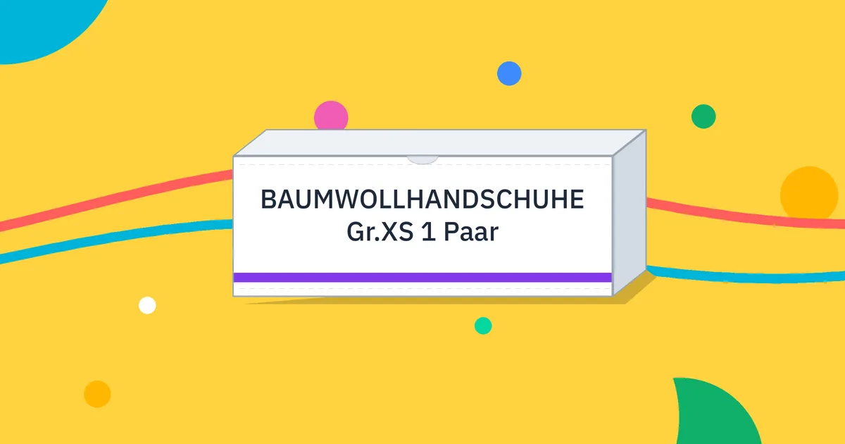 Symbolbild: Packung mit der Aufschrift BAUMWOLLHANDSCHUHE Gr.XS 1 Paar (PZN 09512026) – Verfügbarkeit und Bezug in Apotheken in Frankfurt am Main