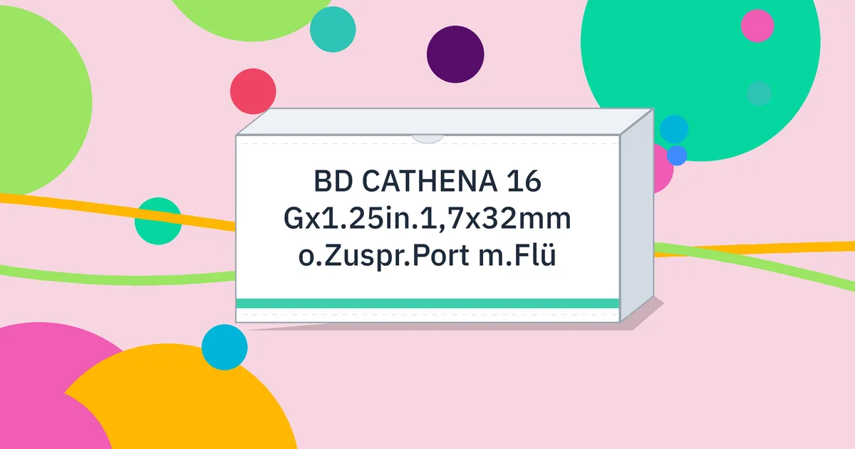 Symbolbild: Packung mit der Aufschrift BD CATHENA 16 Gx1.25in.1,7x32mm o.Zuspr.Port m.Flü (PZN 16934756) – Verfügbarkeit und Bezug in Apotheken in Frankfurt am Main