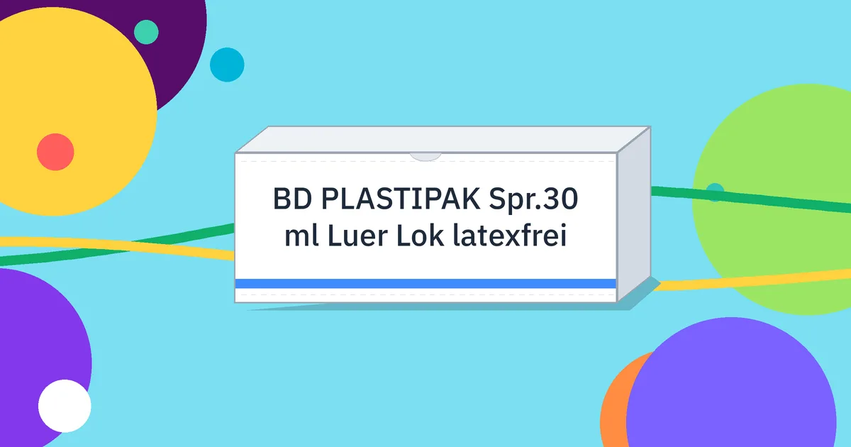 Symbolbild: Packung mit der Aufschrift BD PLASTIPAK Spr.30 ml Luer Lok latexfrei (PZN 11117596) – Verfügbarkeit und Bezug in Apotheken in Frankfurt am Main