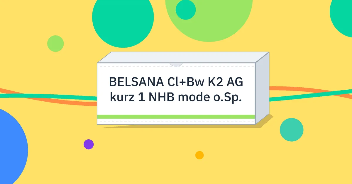 Symbolbild: Packung mit der Aufschrift BELSANA Cl+Bw K2 AG kurz 1 NHB mode o.Sp. (PZN 12242613) – Verfügbarkeit und Bezug in Apotheken in Frankfurt am Main